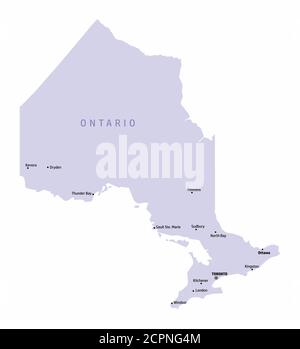 Simple outline map of Ontario is a province of Canada. Stylized minimal ...