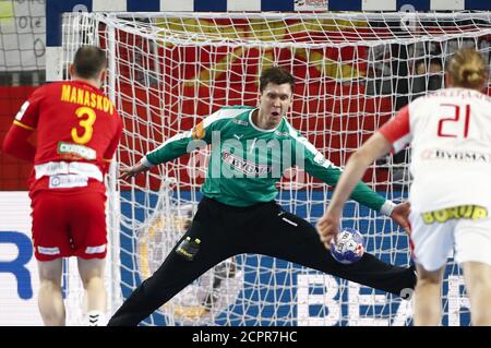 Goalkeeper Niklas Landin Jacobsen (Denmark) with the save against ...