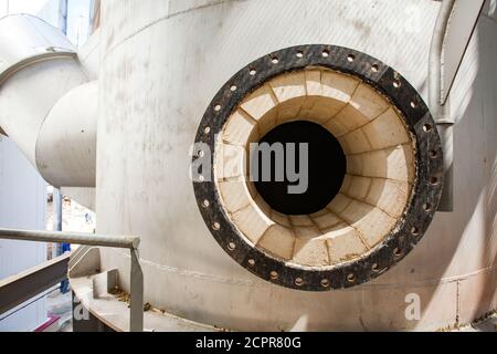 Sulfuric acid plant. Furnace for burning sulfur to sulphur dioxide ...