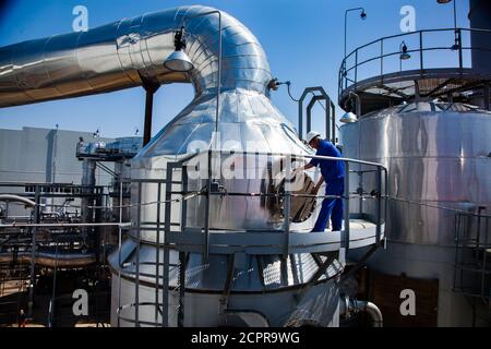 Sulfuric acid plant. Furnace for burning sulfur to sulphur dioxide ...