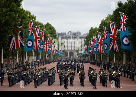 Central Band of the Royal Air Force RAF marching at Edinburgh Festival ...