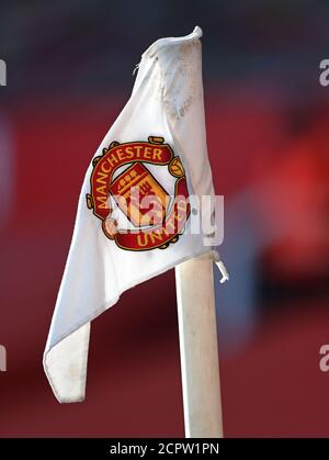 Manchester United corner flag during the Emirates FA Cup Third Round ...