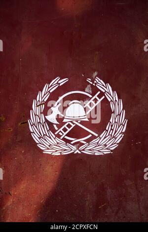 Red Cross Fire Fighter Symbol Isolated on White Background Stock Photo ...