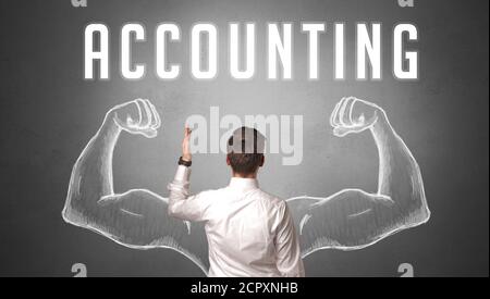 Rear view of a businessman with ACCOUNTING inscription, modern business ...