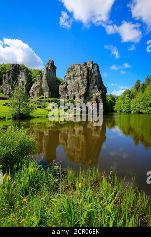 Externsteine, sandstone formation, Teutoburg Forest, Horn-Bad Meinberg ...