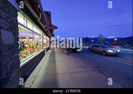 Main Street at night, Jasper Alberta Canada Stock Photo - Alamy