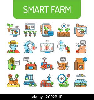 Farmer icons set. Editable stroke. Flat collection of farmer vector ...