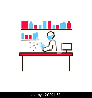 Nameplate disinfected color line icon. Cleaning service. Pictogram for ...