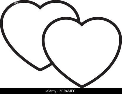 linked hearts icon over white background, line style, vector ...