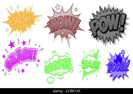 Comics cartoon exclamation effects on transparent background Stock ...