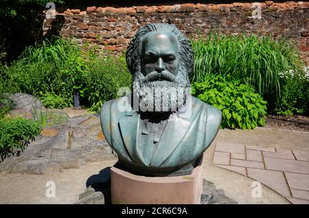 Bust of Karl Marx in the garden of the Karl-Marx-Haus, the birthplace ...