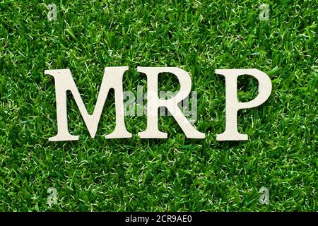 Alphabet letter with word MRP (Abbreviation of Material requirements ...