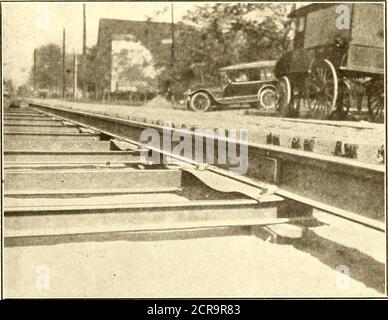 Bullhead rail in cast iron chairs showing a fishplate rail joint Stock ...