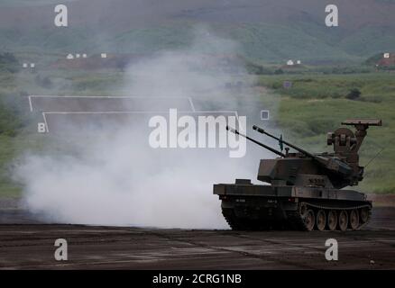 The Type 87 self-propelled anti-aircraft gun of Japan self defense ...