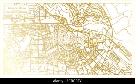 Amsterdam Holland Map in Retro Style. Vector Illustration. Outline Map ...