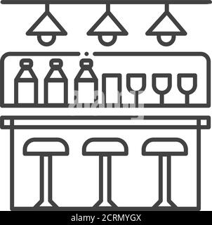 Cafe bar counter icon outline vector. Pub table. Restaurant juice Stock ...
