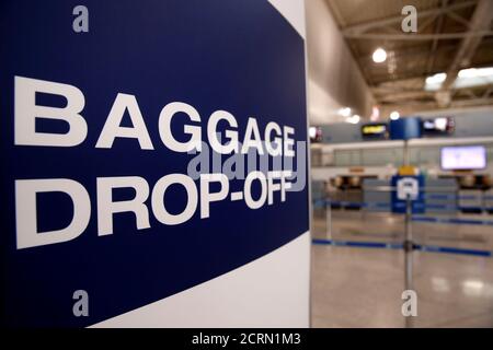 Airport baggage drop off sign for Air Canada at the Toronto Pearson ...