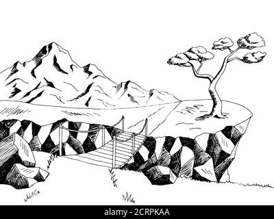 Ravine graphic black white landscape sketch illustration vector Stock ...