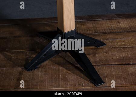 Wooden coffee table with metals legs in the carpenter's workshop Stock ...