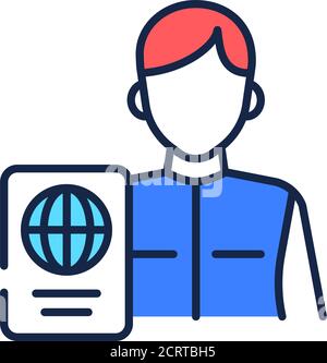 Passport icon flat. Color pictogram on white background. Vector ...