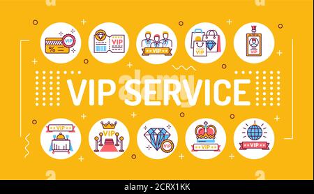 Vip service web banner. Infographics with linear icons on white ...