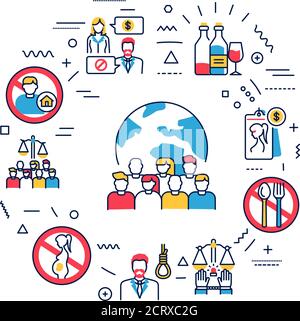 Social problems vector infographic template. Unemployment, economic ...