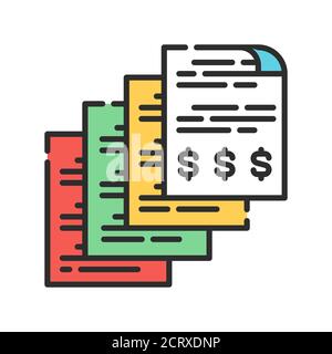 Report and financial statements color line icon. Bookkeeping and ...