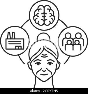 large family line icon, outline symbol, vector illustration, concept ...