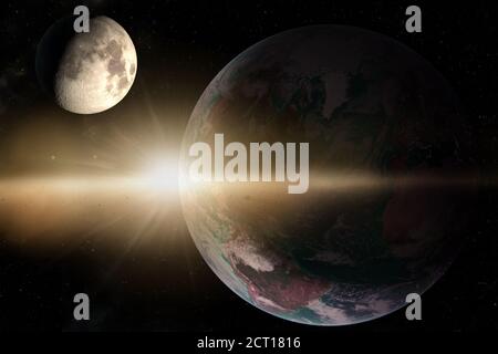 Solar system planets with Sun and stars. Elements of this image ...