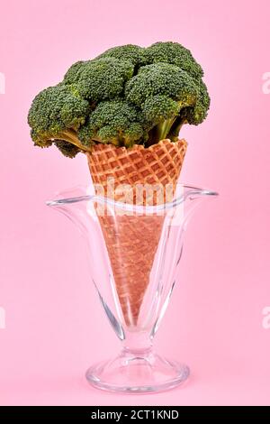 Broccoli ice cream cone, summer diet concept Stock Photo - Alamy