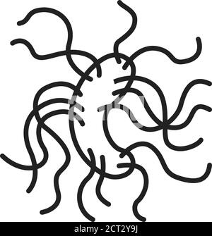 Bacteria peritrichous black line icon. Vector illustration Stock Vector ...