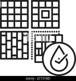 Waterproof tile linear icon. Water resistant material. Waterproofing ...
