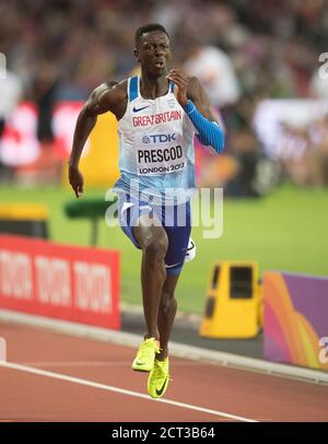 Reece Prescod in the Men's 100m Heats during day one of the Muller UK ...