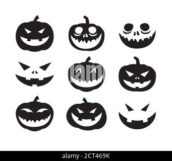Halloween Pumpkin with scary face icon isolated on white. Cute cartoon ...