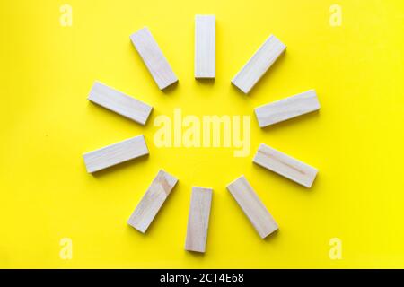 Business and education concept. On a yellow background, a cup of coffee ...