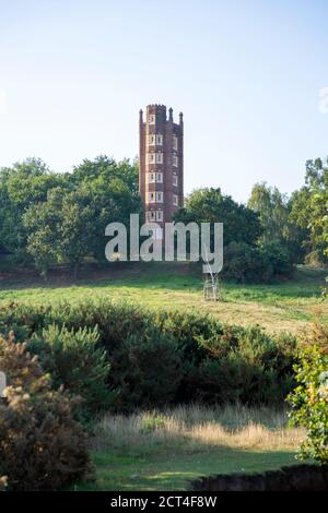Freston Tower, a six-storey red brick Tudor folly built in 1570s, near ...