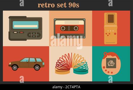 Retro elements collection 90s. Items from 90s. USSR. Vector ...