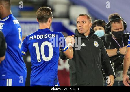 James Maddison (10) of Leicester City warms up during the Premier ...