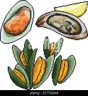 pixel art set isolated shell monster Stock Vector Image & Art - Alamy