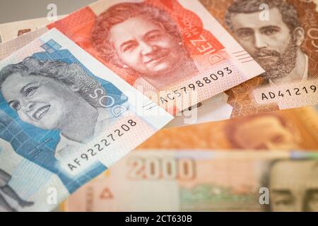 Colombian money, Pesos, Paper banknotes of various denominations Stock ...