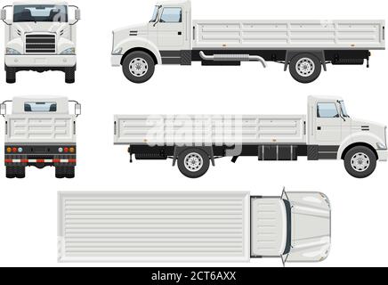 Vector truck, lorry, side view. White blank truck template for ...