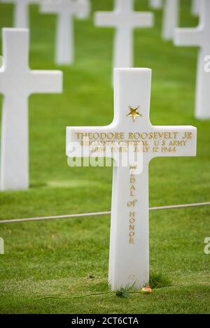 Coleville-sur-Mer, France - August 19, 2014: cross dedicated to ...