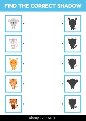 Find the correct shadow. Education developing worksheet. Matching game ...