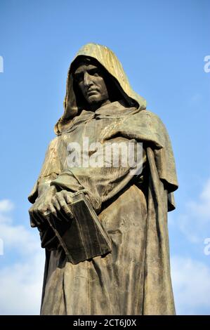 Statue of Giordano Bruno in Rome Italy. He was burned at the stake in ...
