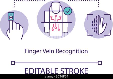 finger vein recognition line icon vector illustration Stock Vector ...