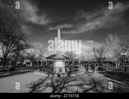 Santa Fe Plaza obelisk, the Soldiers' Monument honoring men who fought ...