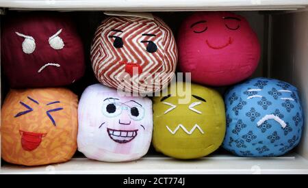 Lot of handmade colored smiley faces soft toys,handmade colored smiley ...