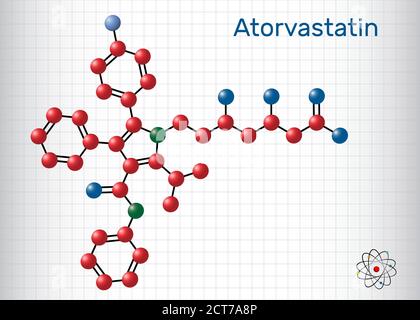 Atorvastatin, statin molecule. It is used for lowering blood ...