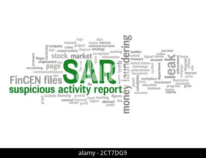 SAR suspicious activity report word cloud concept on white background ...