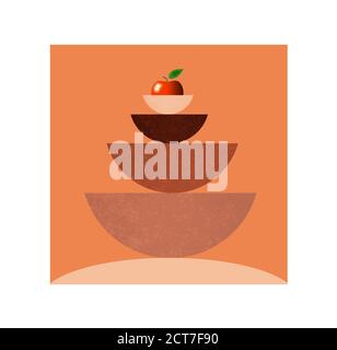 Abstract wooden bowls are seen with fruit in this decorative food ...